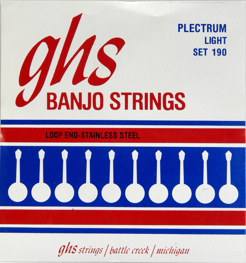 GHS 190 Banjo Strings, 4-String Plectrum, Light, Stainless Steel, 11-2 – Sullivan Banjo Co. * DC ...